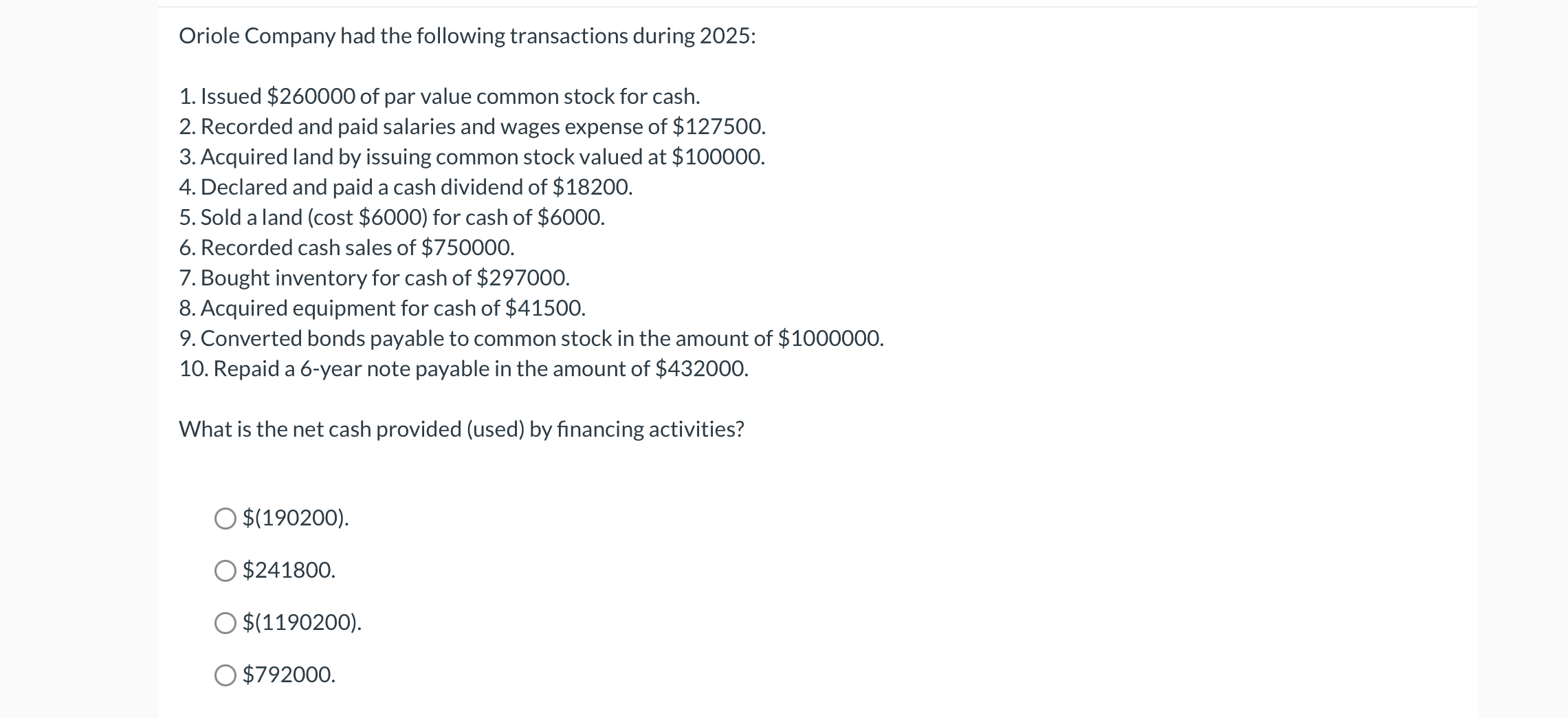 Solved Oriole Company had the following transactions during | Chegg.com