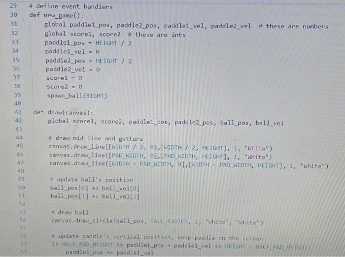 Solved Consider this submitted solution to the Pong | Chegg.com