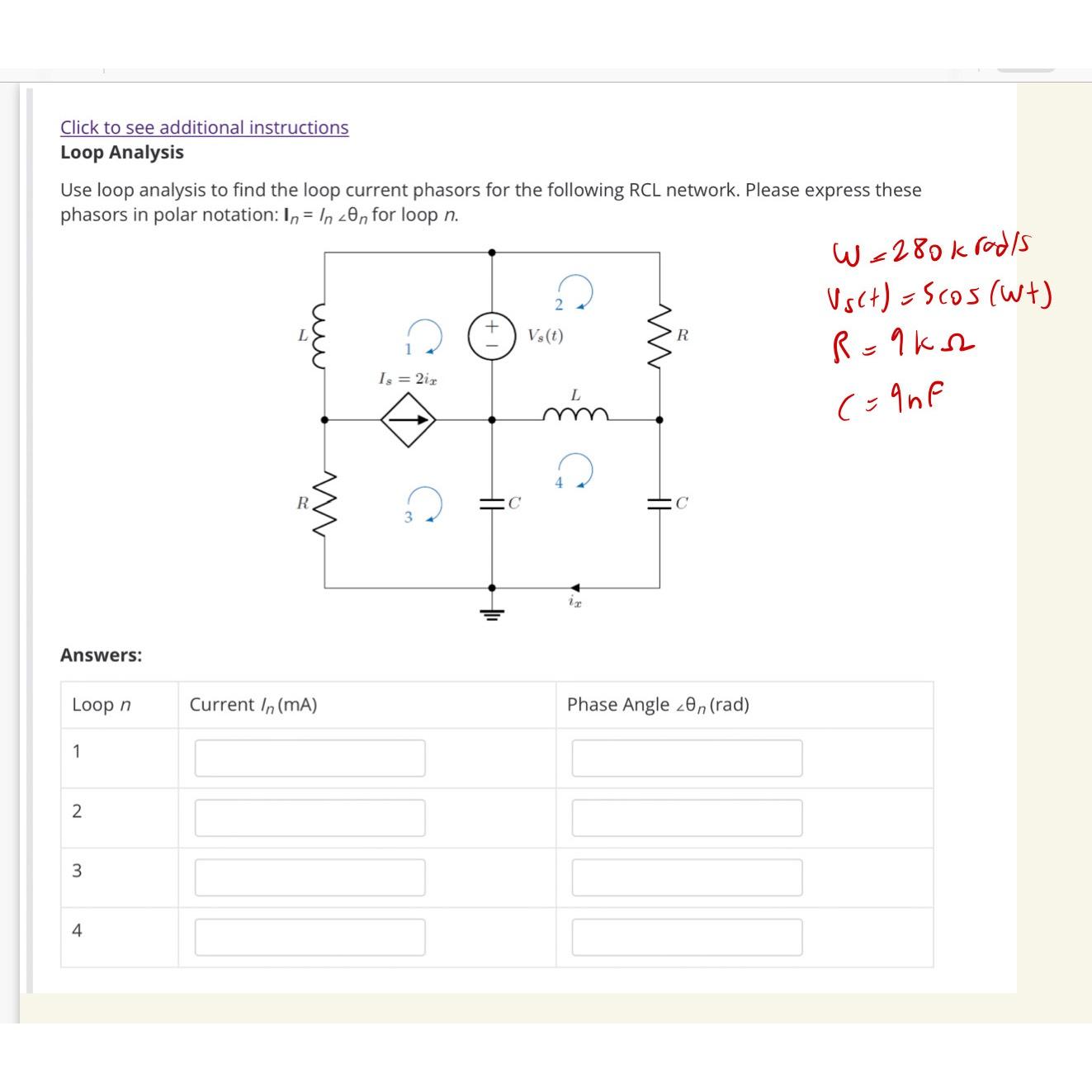 Solved Click to see additional instructionsLoop AnalysisUse | Chegg.com