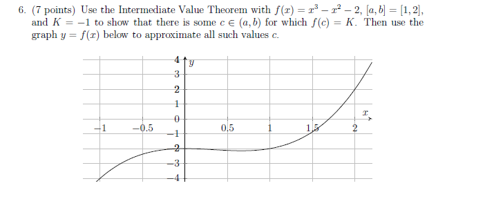 (7 ﻿points) ﻿Use the Intermediate Value Theorem with | Chegg.com
