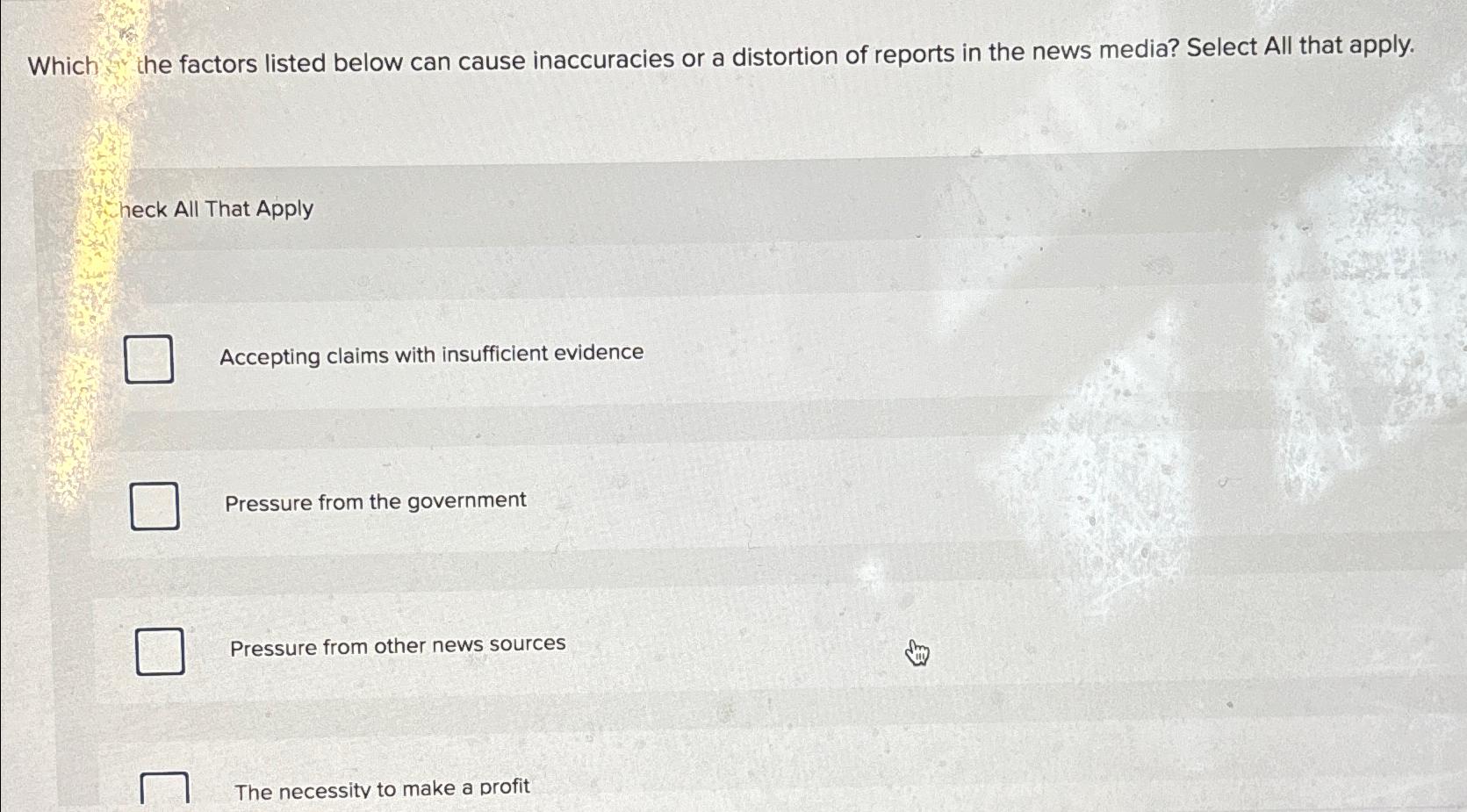 Solved Which the factors listed below can cause inaccuracies | Chegg.com