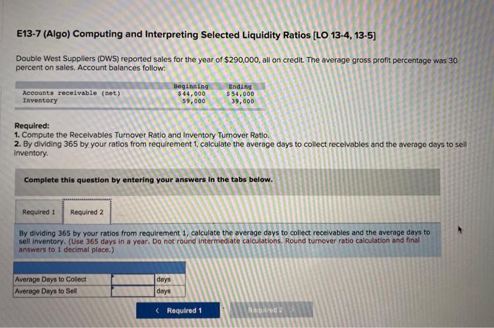Solved E13-7 (Algo) Computing and Interpreting Selected | Chegg.com