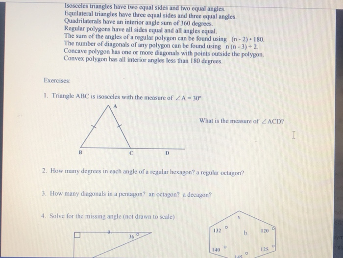 Solved Isosceles triangles have two equal sides and two | Chegg.com