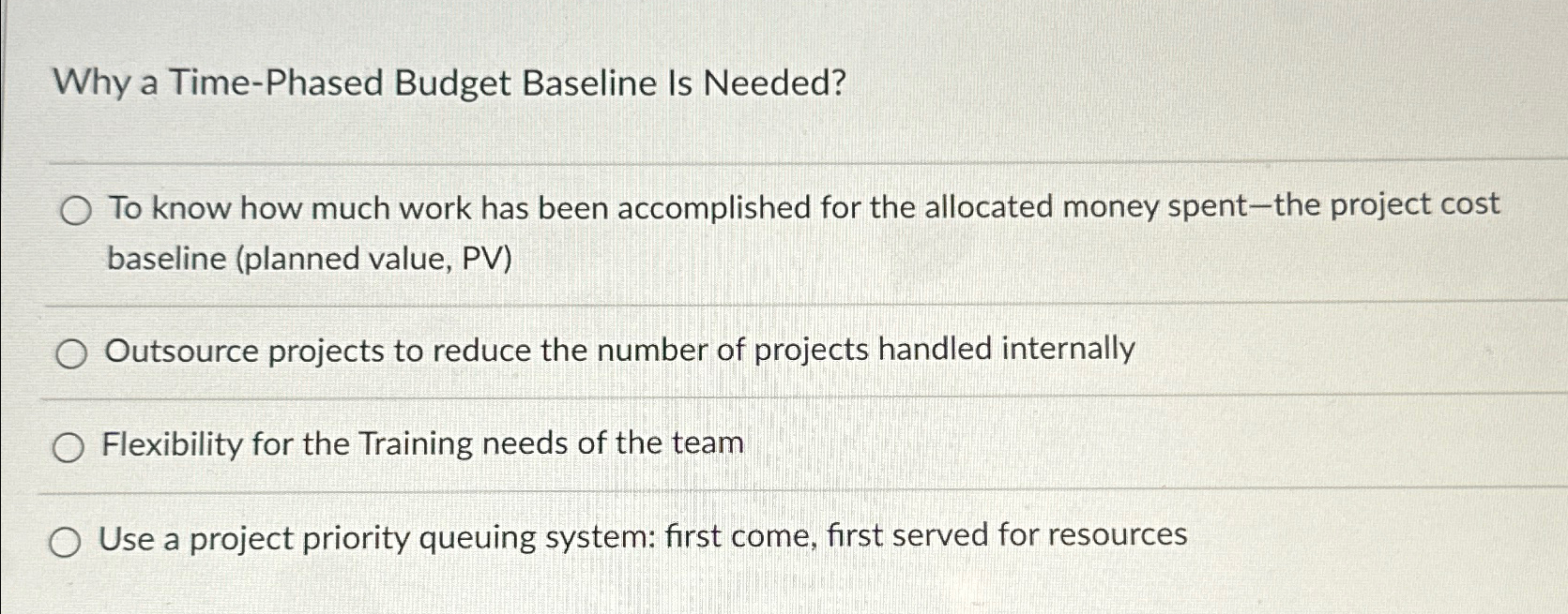 Solved Why a Time-Phased Budget Baseline Is Needed?To know | Chegg.com