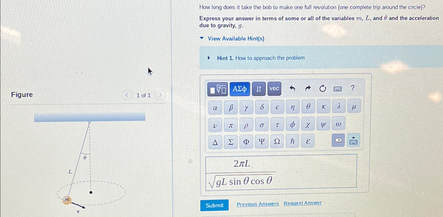 Solved How long does it take the bob to make one full | Chegg.com