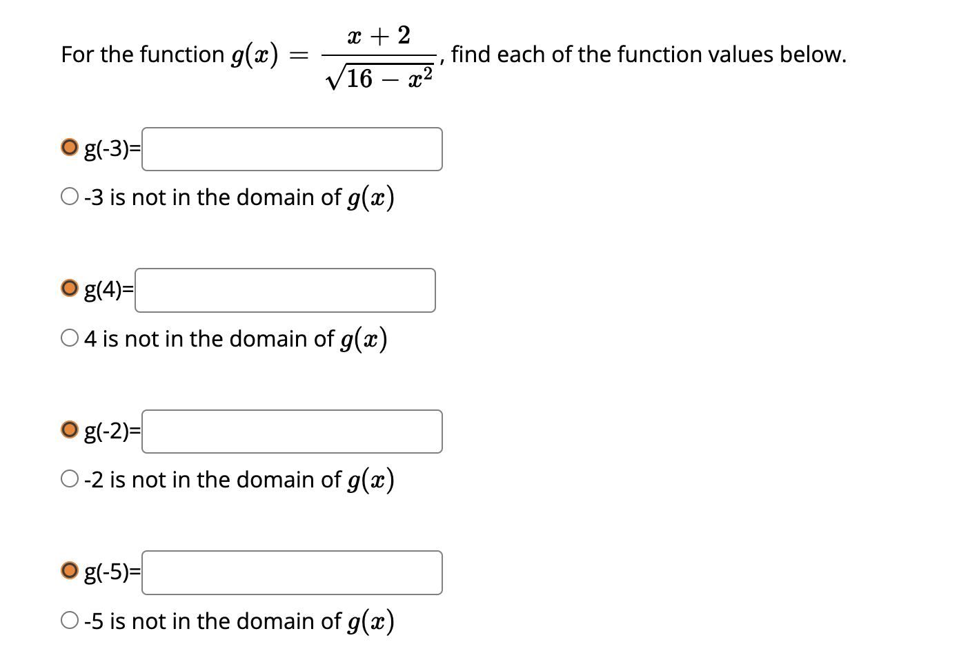 Solved For the function g(x)=x+216-x22, ﻿find each of the | Chegg.com