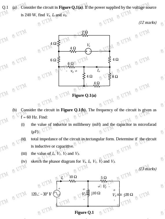 Solved (a) Consider the circuit in Figure Q.1(a). If the | Chegg.com