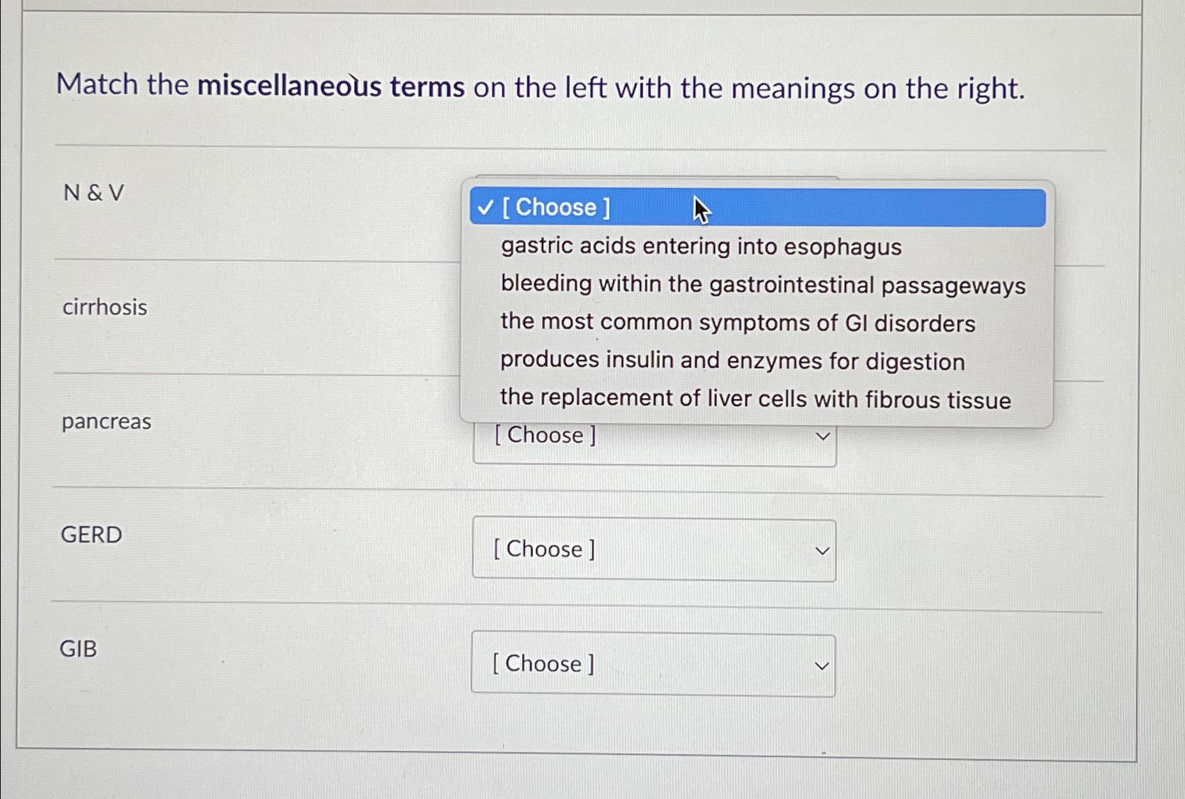 Solved Match the miscellaneous terms on the left with the | Chegg.com