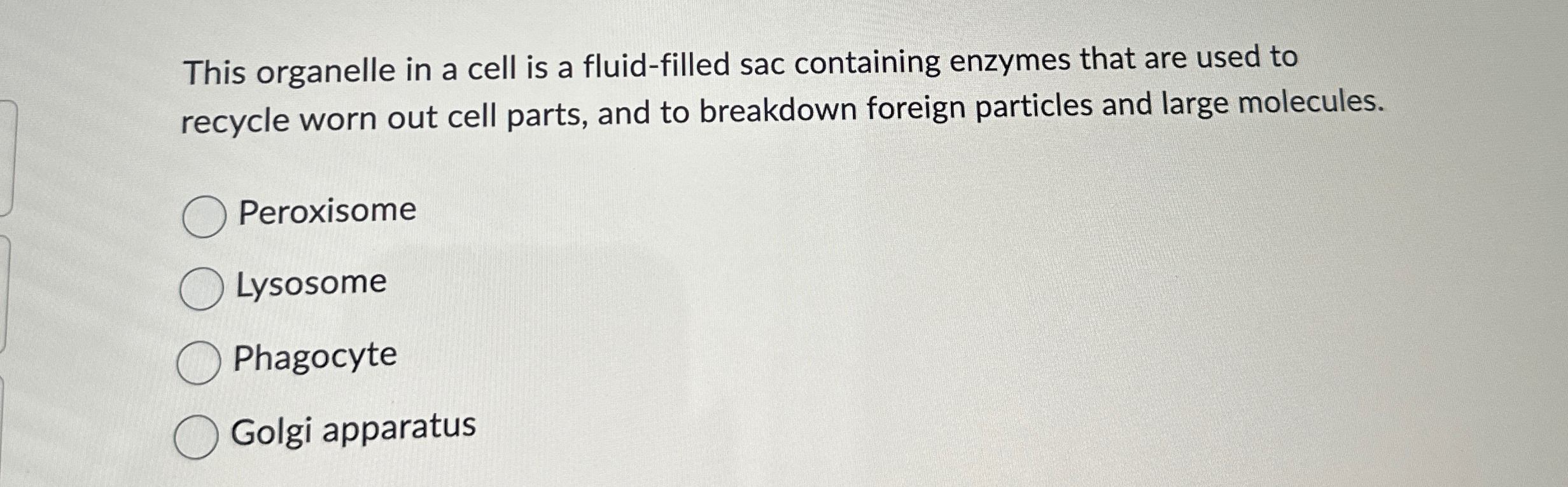 Solved This organelle in a cell is a fluid-filled sac | Chegg.com