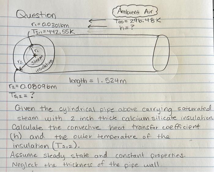 Solved Given the cylindrical pipe above carrying saturated | Chegg.com