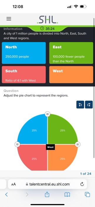Solved Question Adjust the pie chart to represent the | Chegg.com