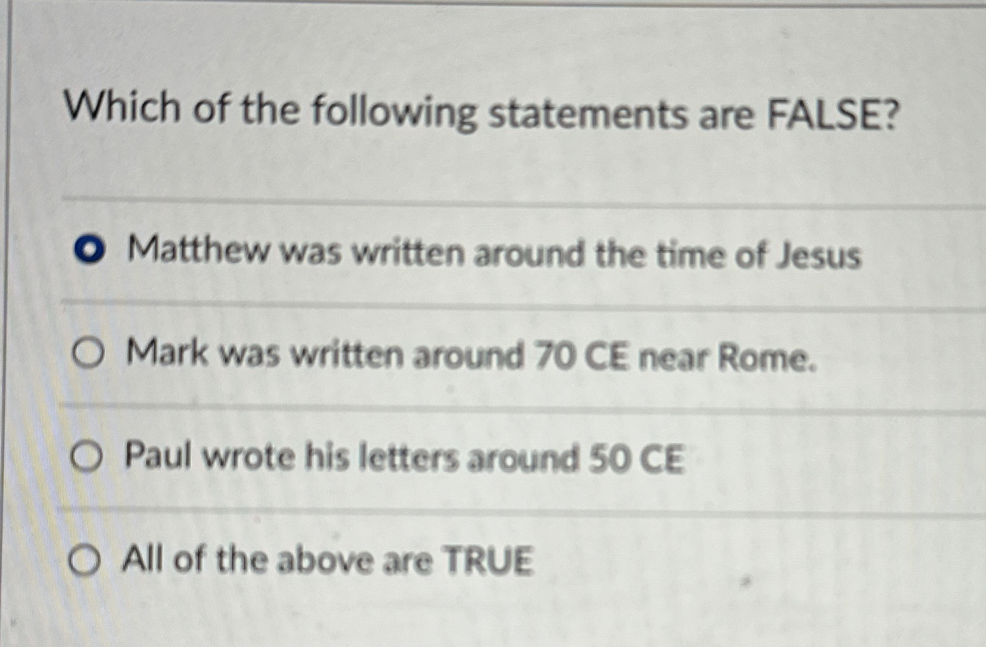 Solved Which of the following statements are FALSE?Matthew | Chegg.com