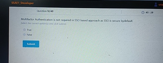 Solved SSAE1_DoveloperQuestion 124045:28Multifactor | Chegg.com