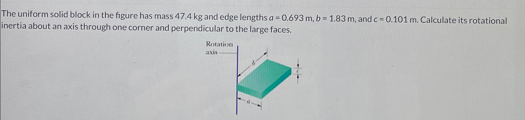 Solved The uniform solid block in the figure has mass 47.4kg | Chegg.com