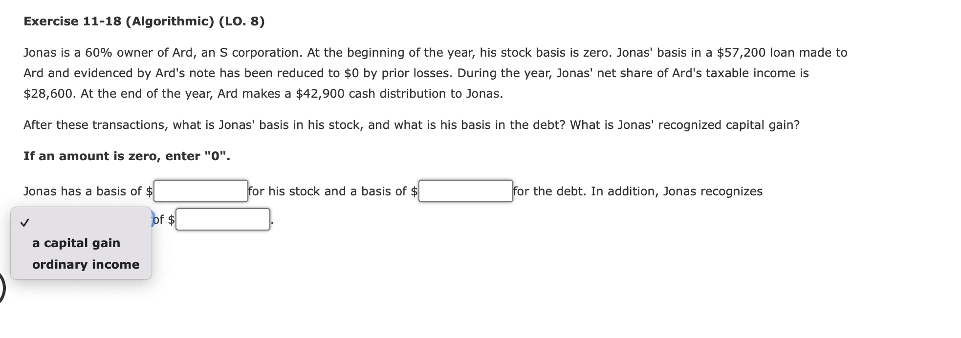 Solved Exercise 11-18 (Algorithmic) (LO. 8)Jonas is a 60\% | Chegg.com