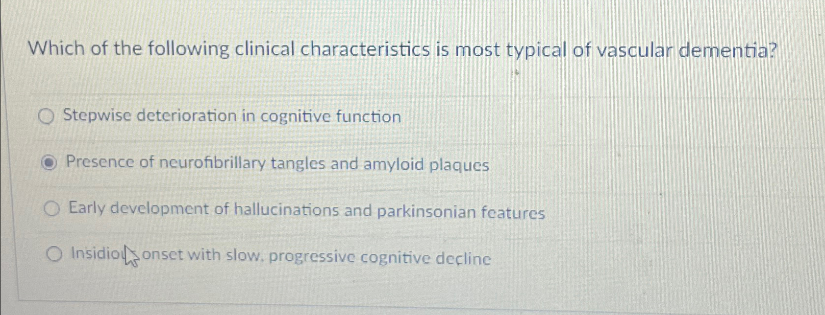 Solved Which of the following clinical characteristics is | Chegg.com