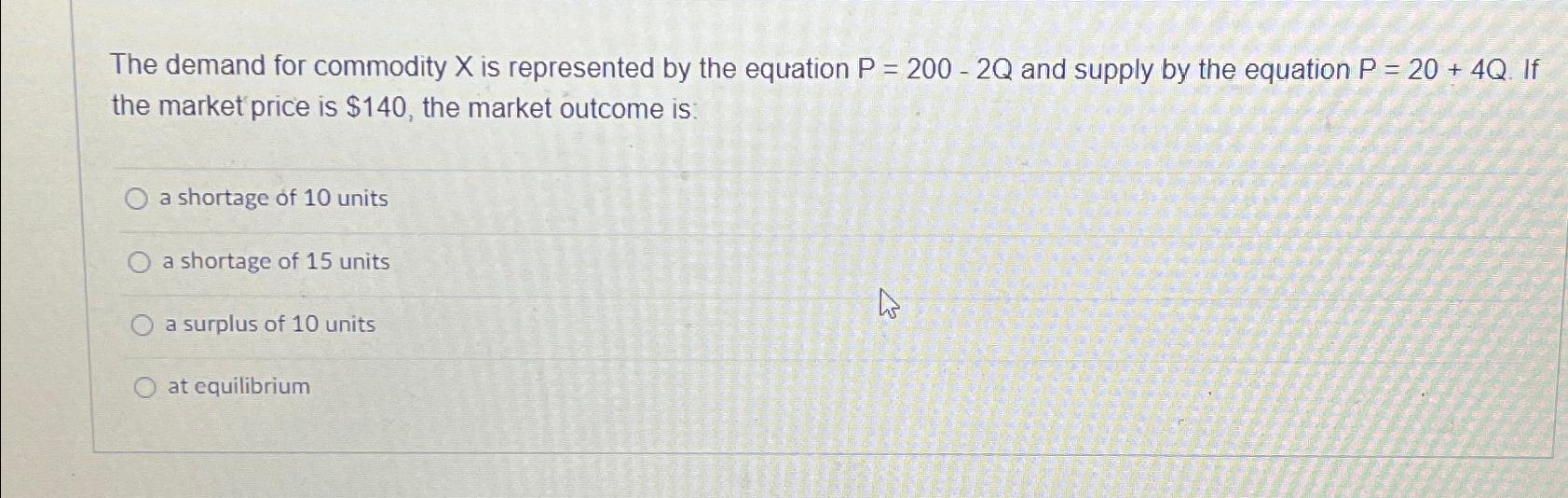 Solved The demand for commodity x ﻿is represented by the | Chegg.com
