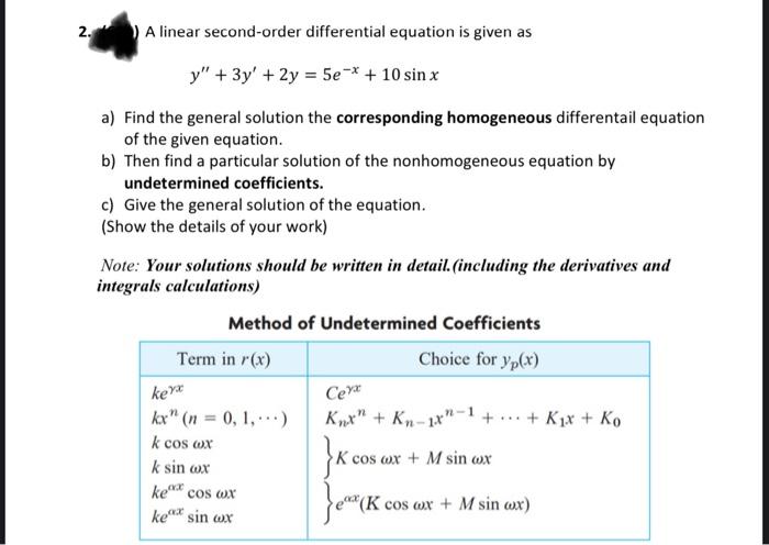 Solved A linear second-order differential equation is given | Chegg.com