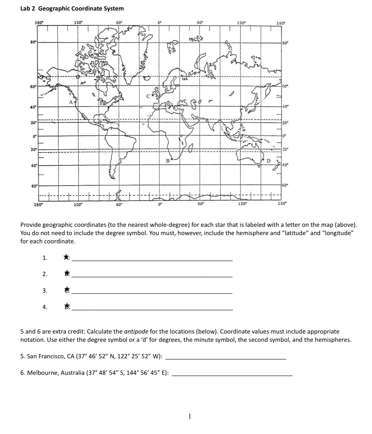 Solved Lab 2 ﻿geographic Coordinate Systemprovide Geographic