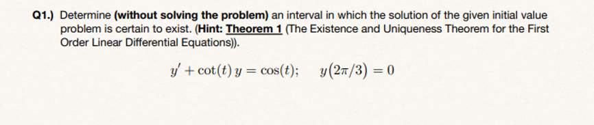 Q1.) ﻿Determine (without solving the problem) ﻿an | Chegg.com