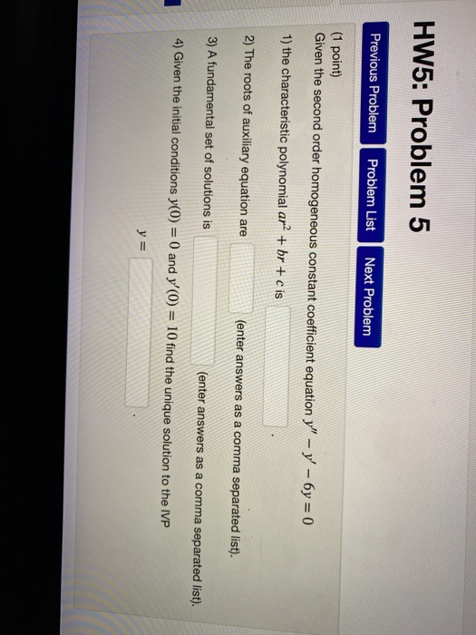 Solved HW5: Problem 5 Previous Problem Problem List Next | Chegg.com