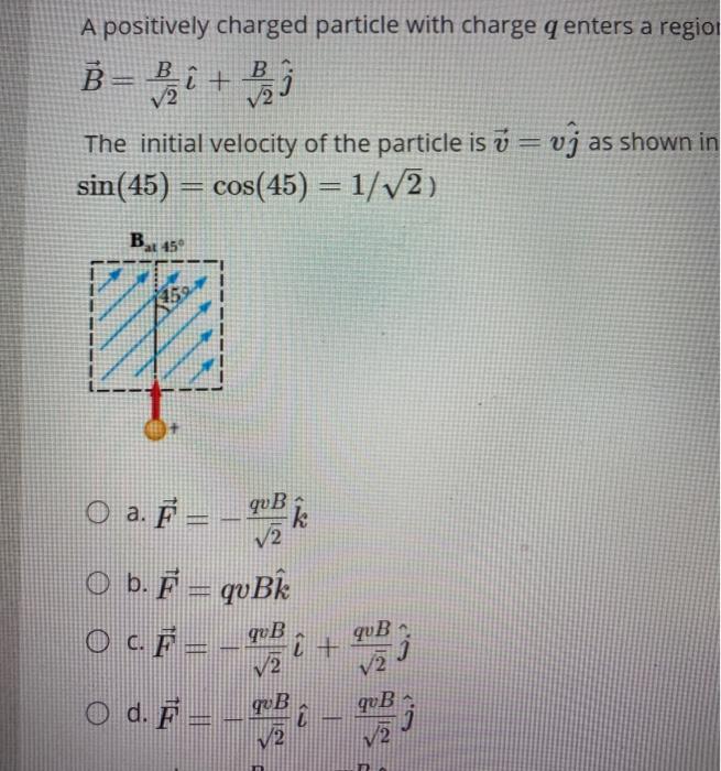 Solved A positively charged particle with charge q enters a | Chegg.com