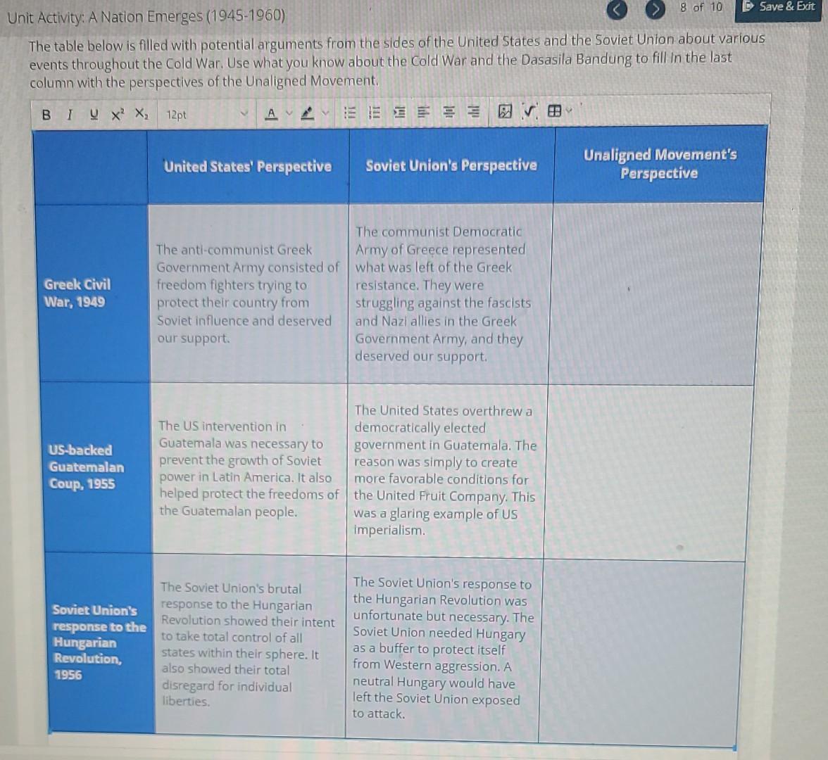 Solved Unit Activity: A Nation Emerges (1945-1960) 8 of 10 B | Chegg.com