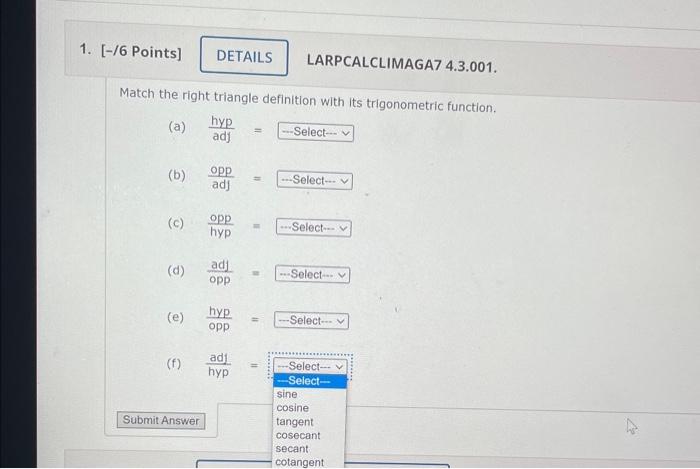 Solved Match the right triangle definition with its | Chegg.com