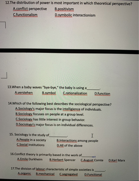 Solved 12.The distribution of power is most important in | Chegg.com