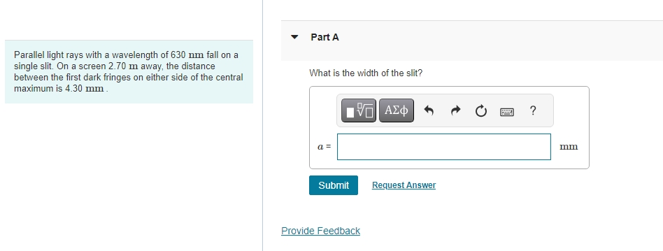 Solved Parallel light rays with a wavelength of 630nm ﻿fall | Chegg.com