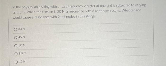 Solved In the physics lab a string with a fixed frequency | Chegg.com