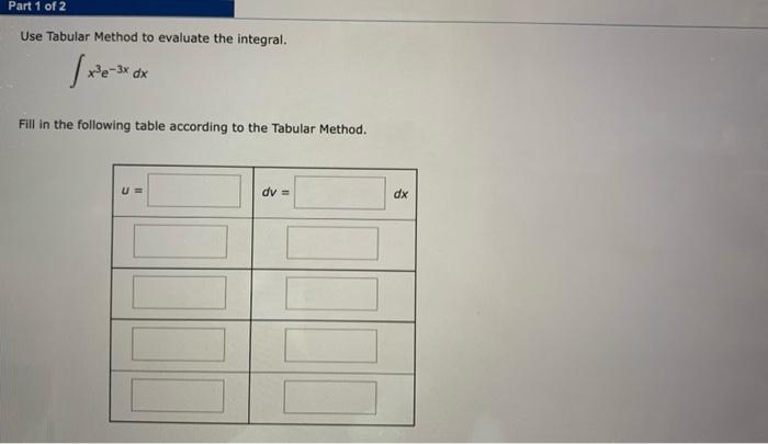 Solved Use Tabular Method to evaluate the integral. | Chegg.com