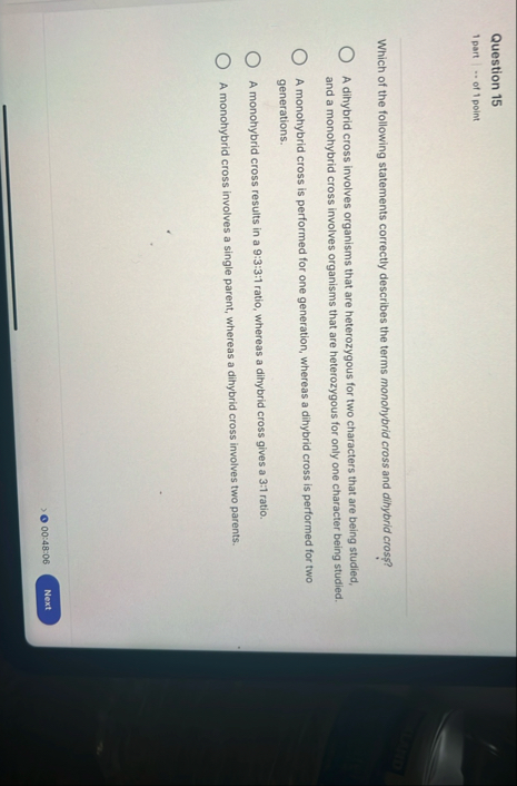 Solved Question 151 ﻿part .. ﻿of 1 ﻿pointWhich of the | Chegg.com