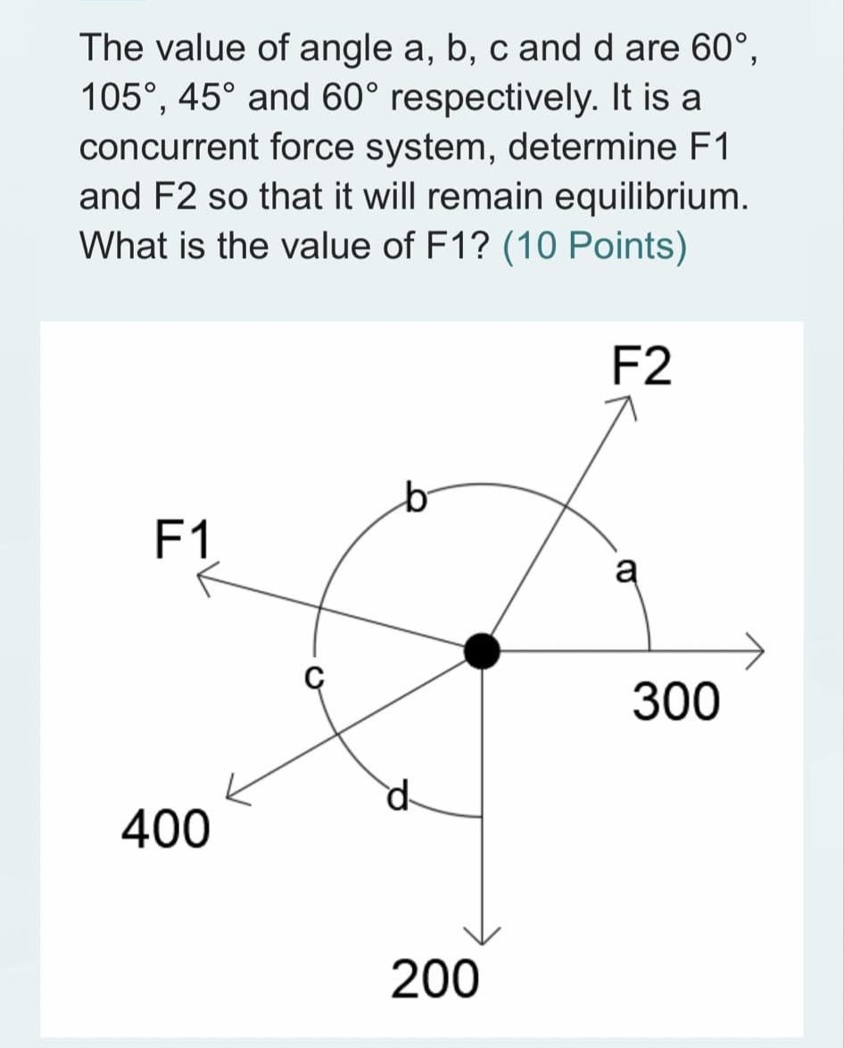 Solved The value of angle a,b,c ﻿and d ﻿are 60°,105°,45° | Chegg.com
