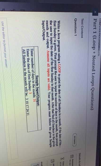 Solved COMPUTER PROGRAMMING 1-15 Part 1 (Loop + Nested Loops | Chegg.com