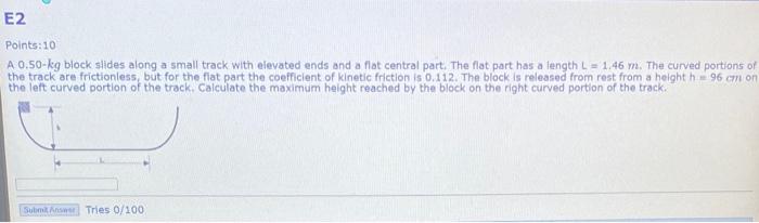 Solved A 0.50 - kg block slides along a small track with | Chegg.com