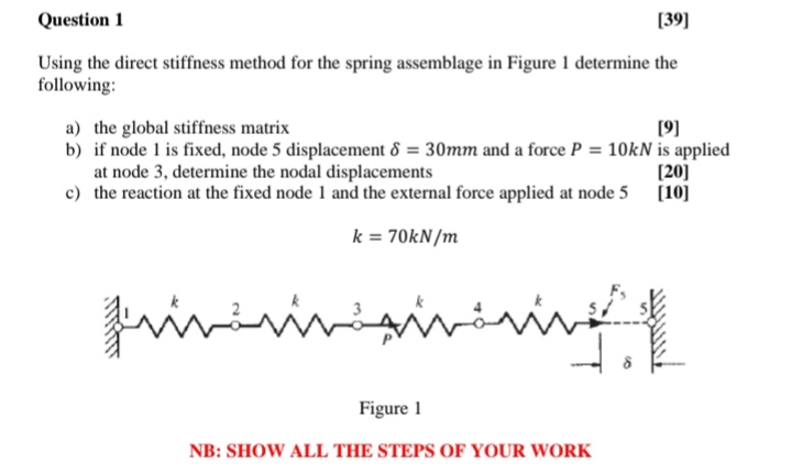 Solved Question 1[39]Using the direct stiffness method for | Chegg.com