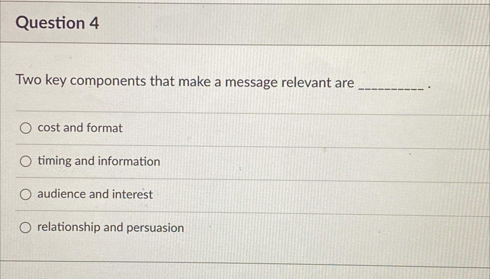 Solved Question 4Two key components that make a message | Chegg.com