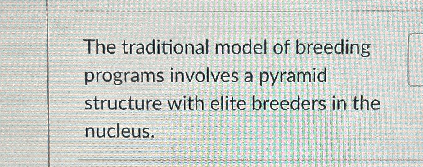 Solved The traditional model of breeding programs involves a | Chegg.com