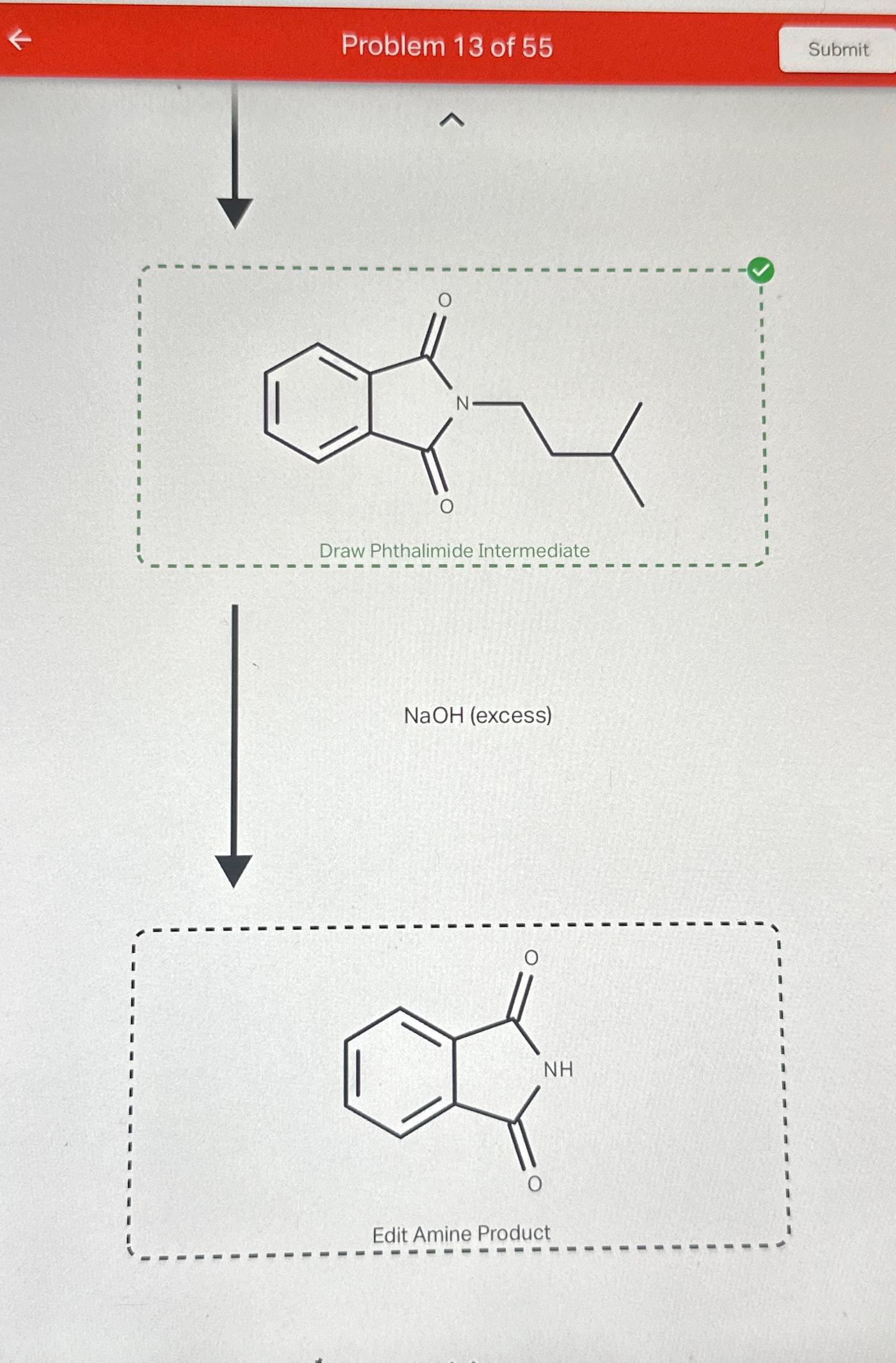 Solved Problem 13 ﻿of 55???NaOH (excess)Edit Amine Product | Chegg.com