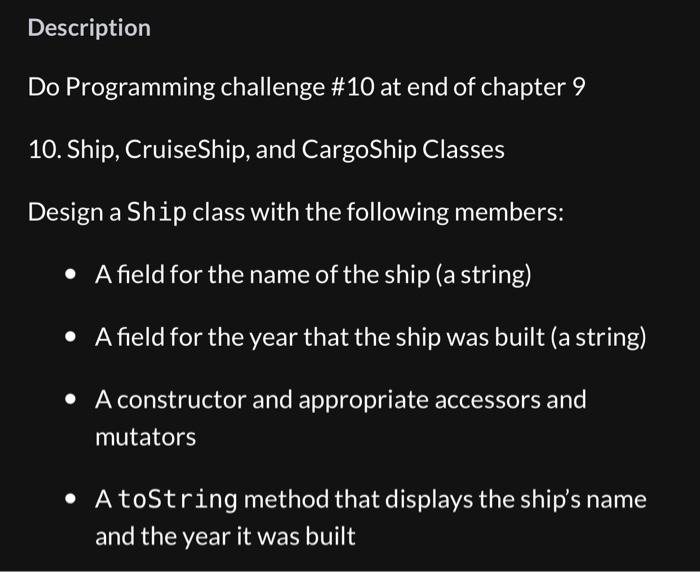 Solved Do Programming challenge #10 at end of chapter 9 10. | Chegg.com