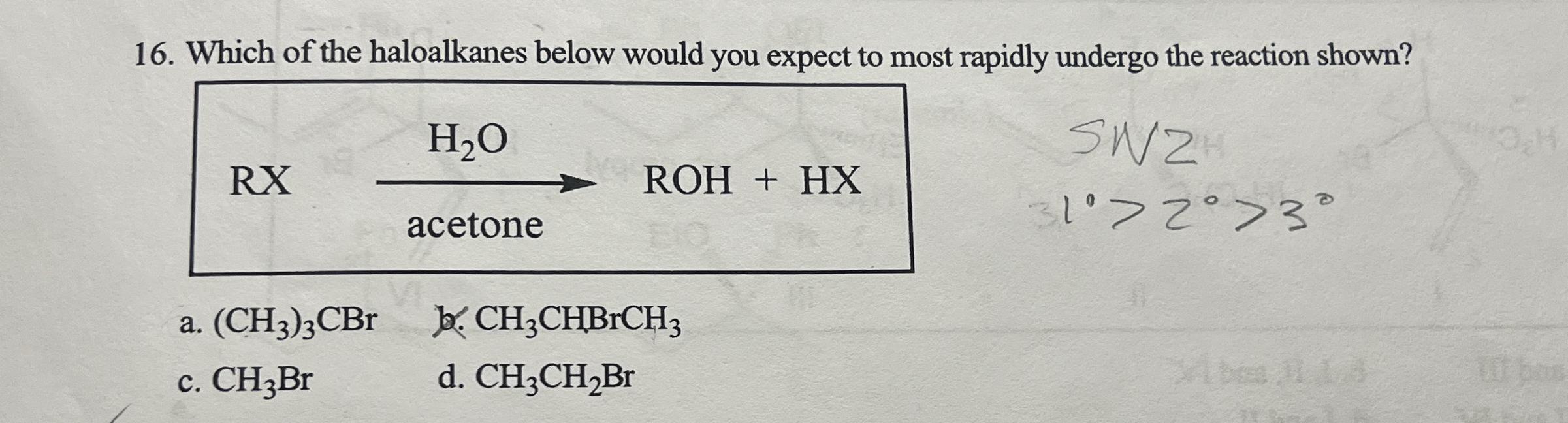 Solved Which of the haloalkanes below would you expect to | Chegg.com