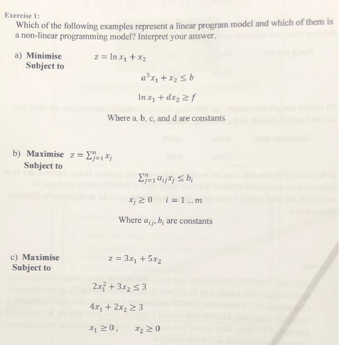 Solved Exercise 1: Which of the following examples represent | Chegg.com