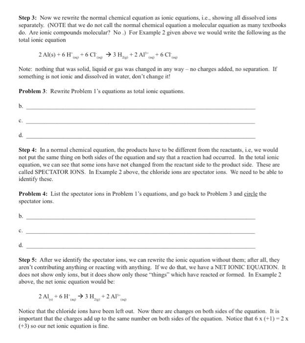 Solved Step 3: Now we rewrite the normal chemical equation | Chegg.com