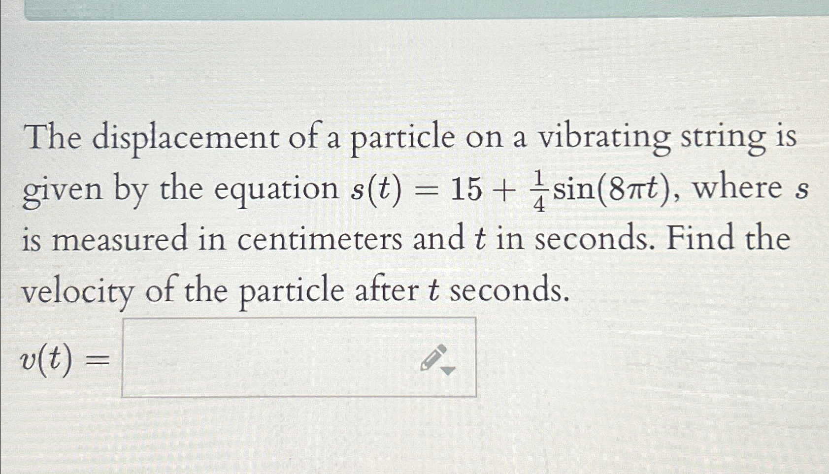 Solved The displacement of a particle on a vibrating string | Chegg.com