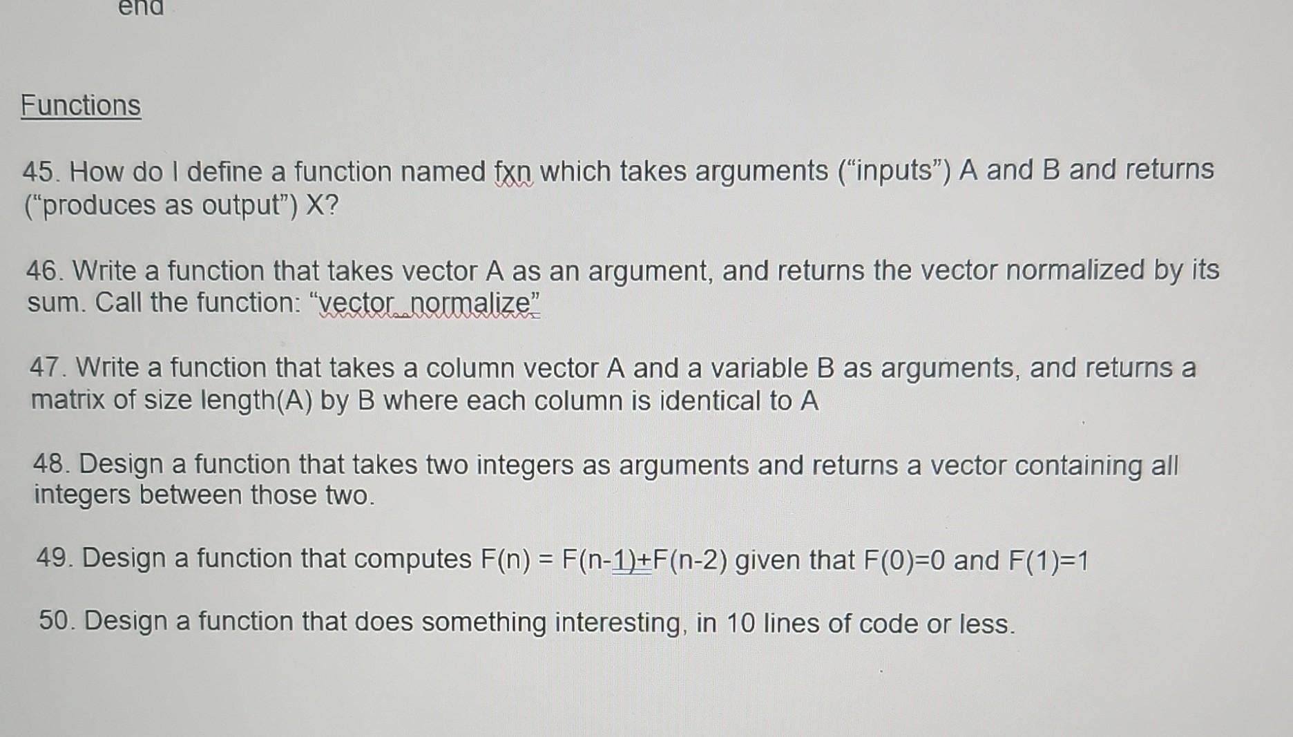 45. How do I define a function named fxn which takes | Chegg.com