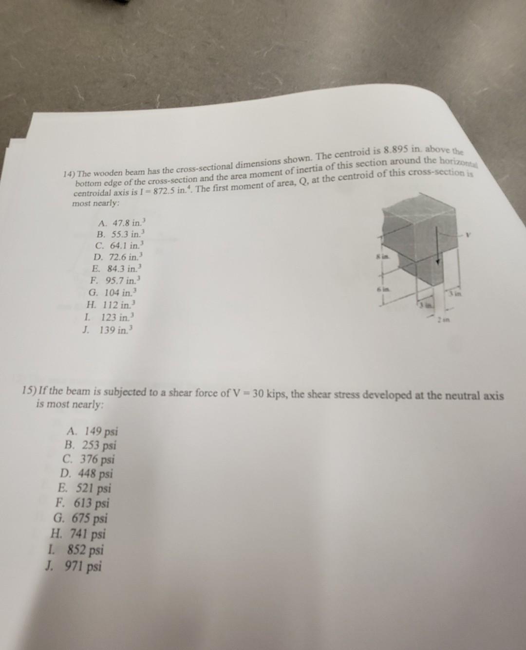 Solved 14) The wooden beam has the cross-sectional | Chegg.com