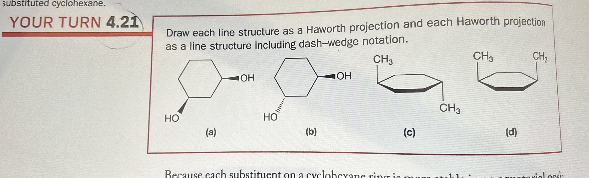 Solved substituted cyclohexane.YOUR TURN 4.21Draw each line | Chegg.com