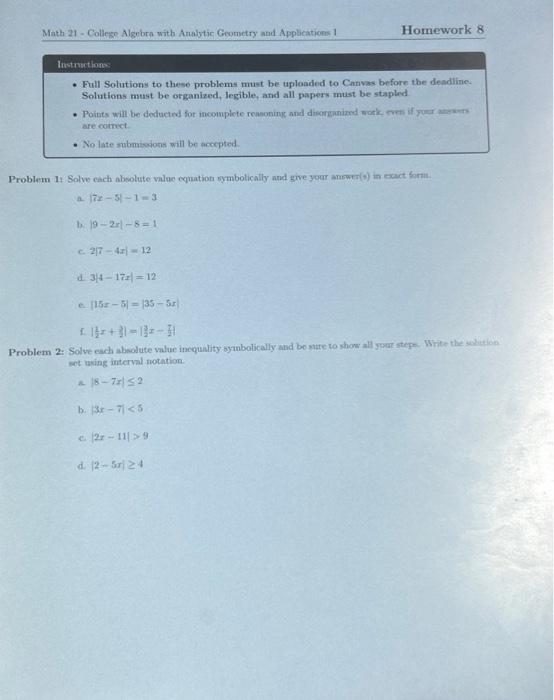 Solved Math 21 College Algebra with Analytic Geometry and | Chegg.com