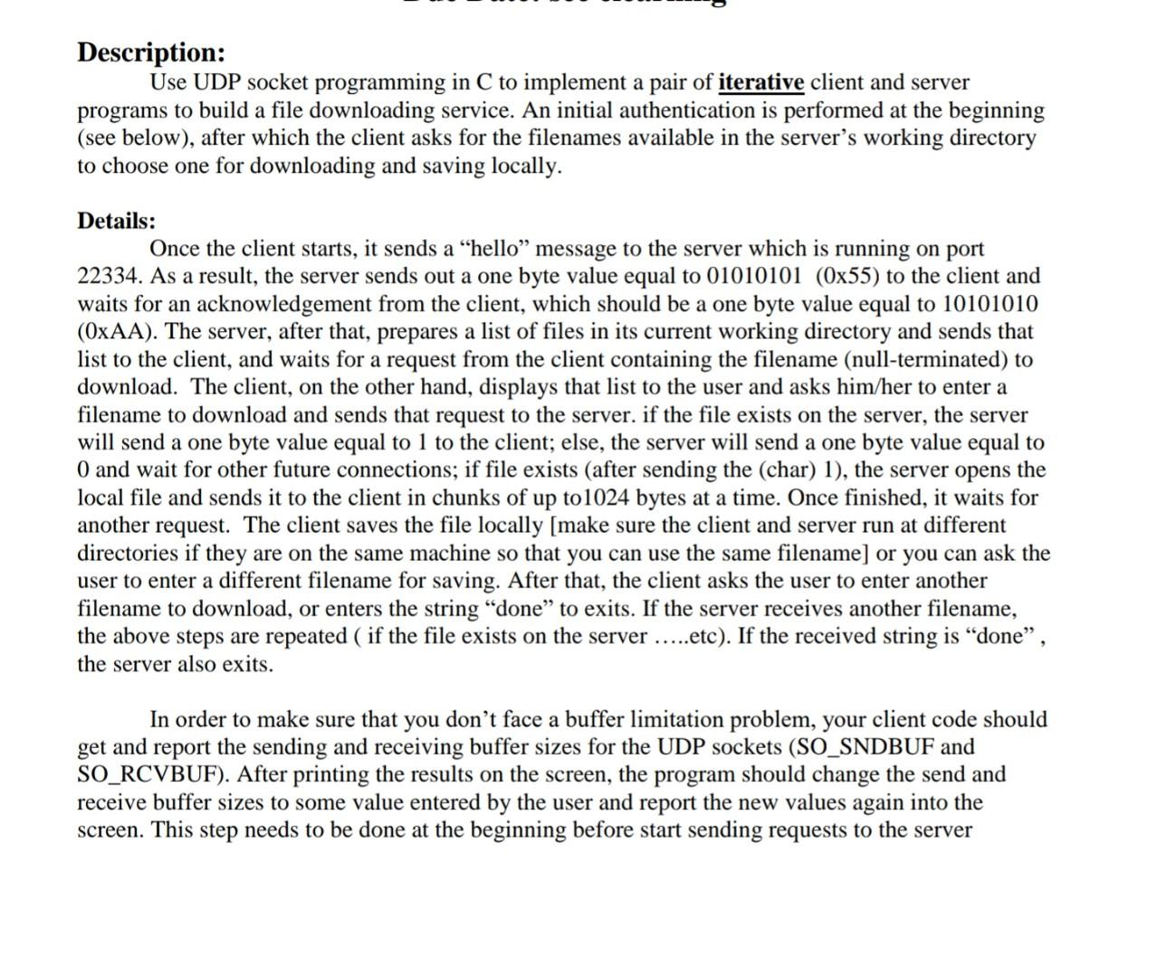 Description: Use UDP socket programming in C to | Chegg.com